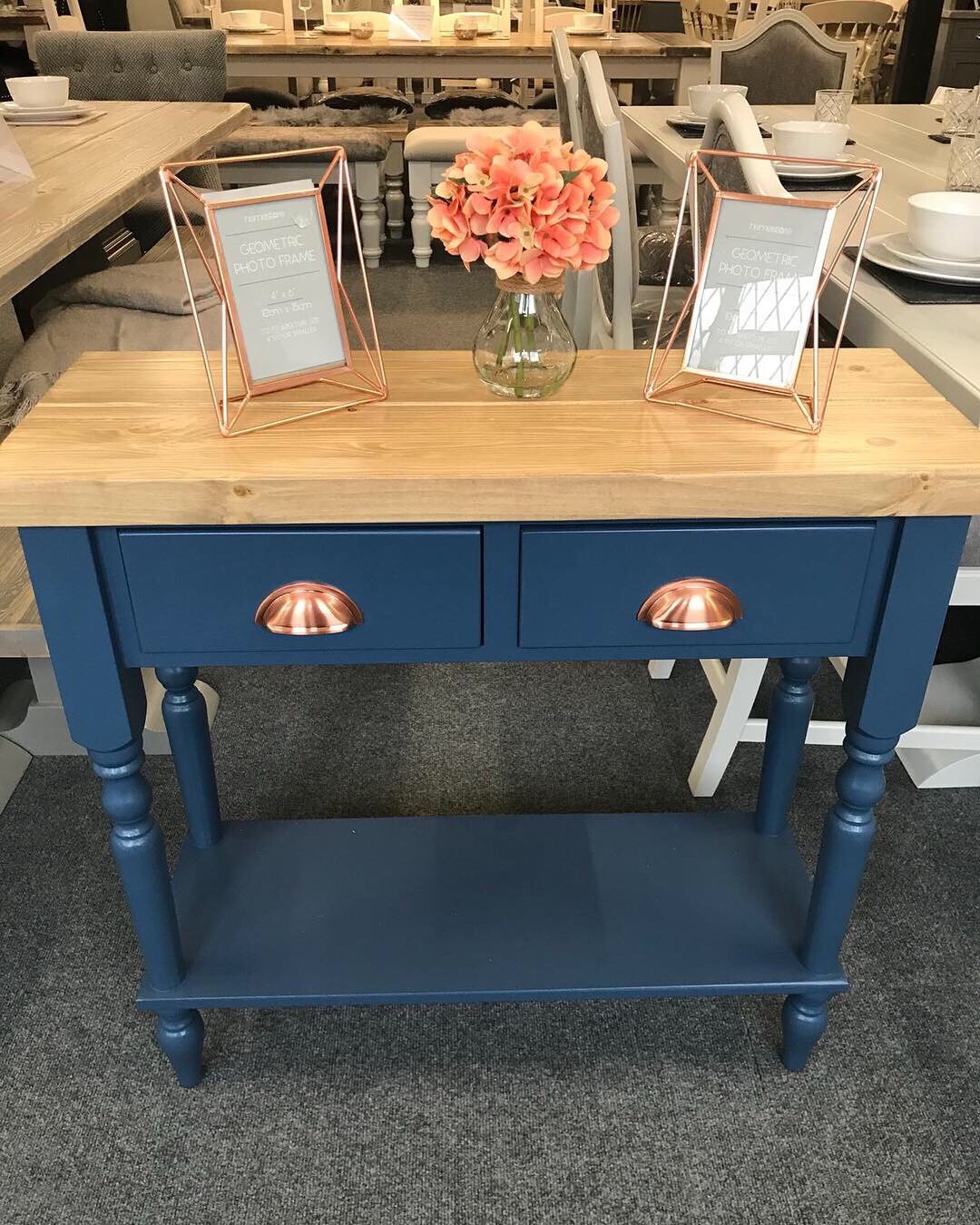 2 Draw Farmhouse Hall Table With Shelf - Farmhouse Furniture