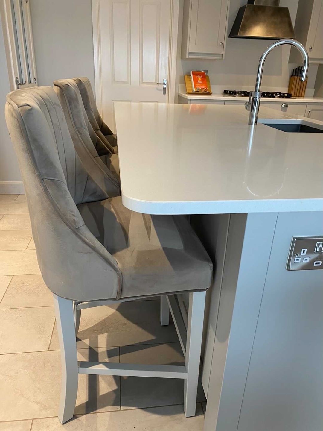 Mink Velvet Belvoir Fabric Bar Stool - Farmhouse Furniture