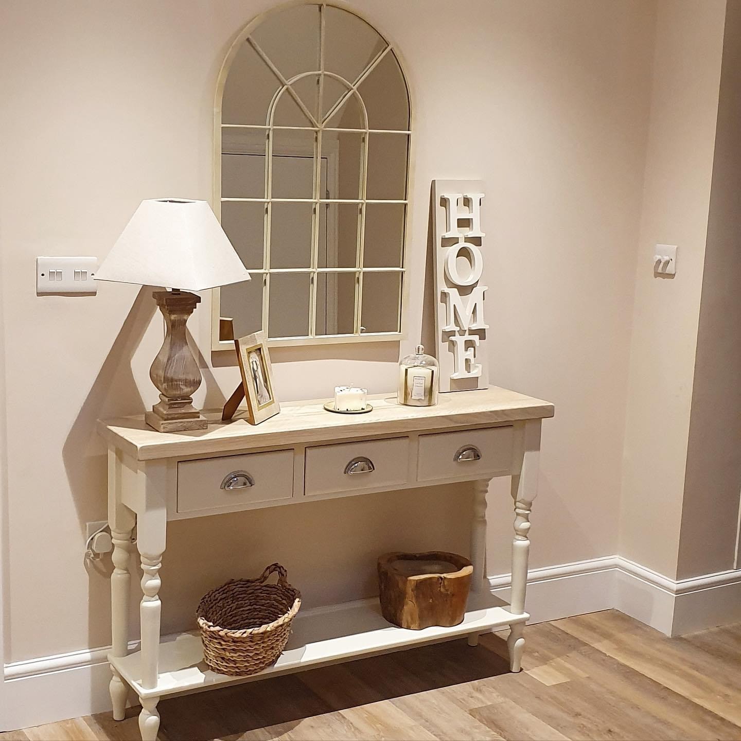 Large Farmhouse 3 Draw Hall Table with Shelf - Farmhouse Furniture