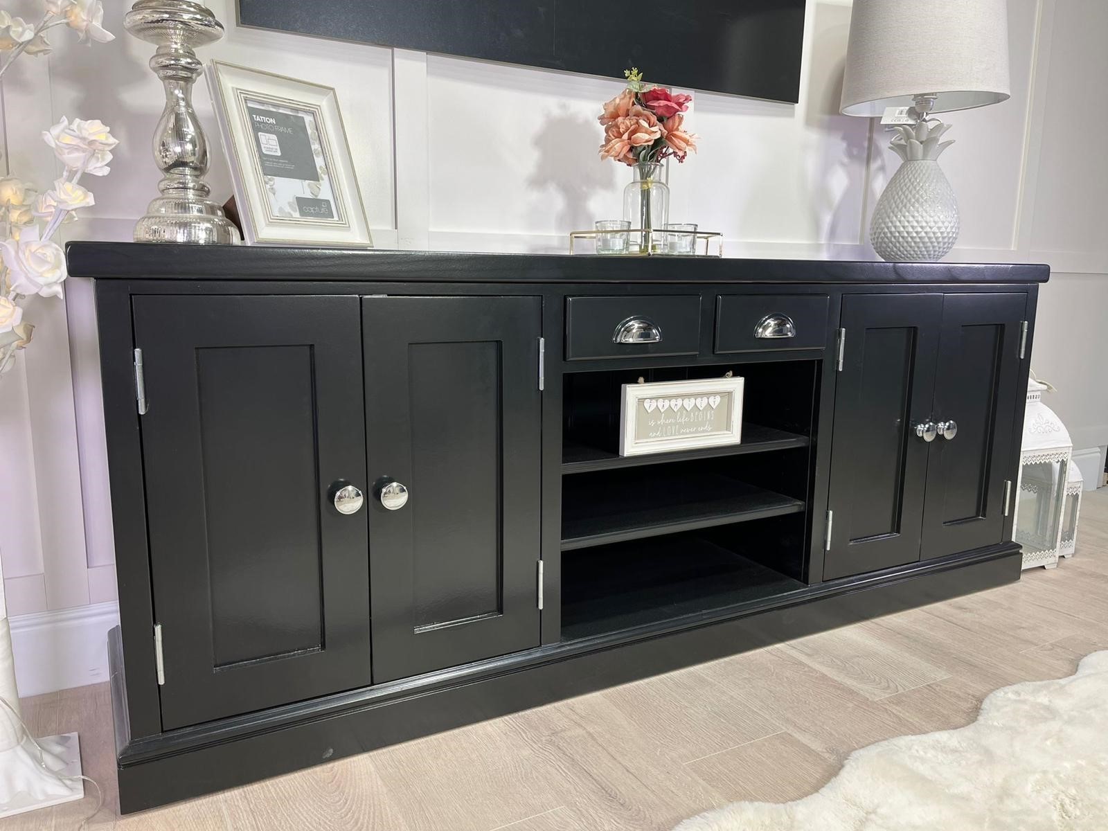 6ft Shaker Tv Stand - Pitch Black - Farmhouse Furniture