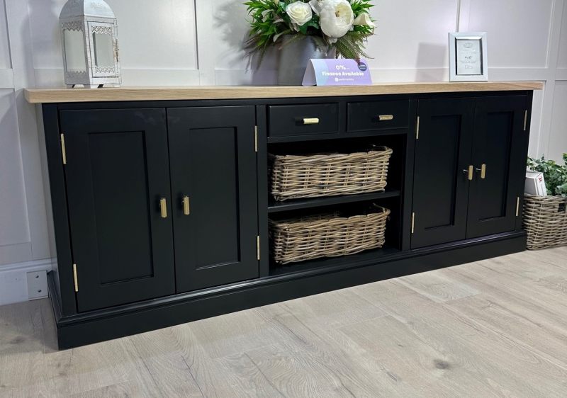 6ft Shaker Tv Stand - Pitch Black & Light Oak - Farmhouse Furniture