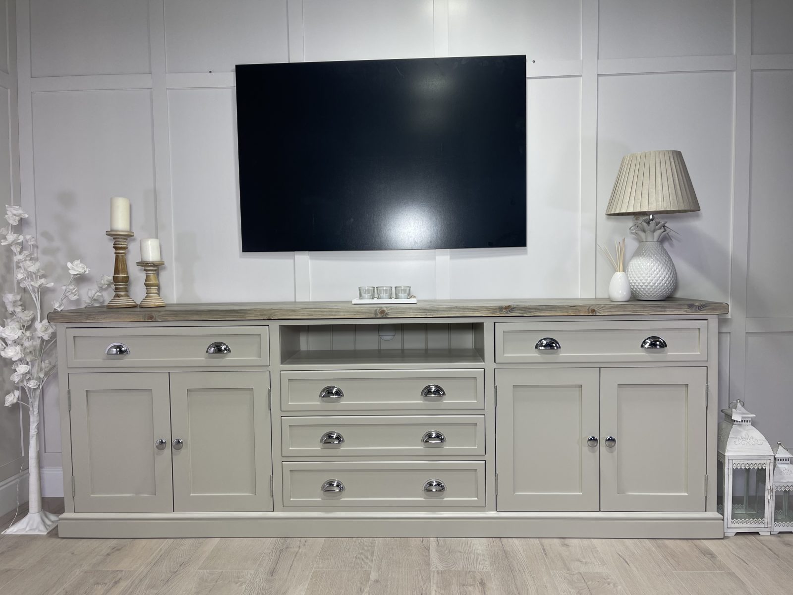 2.4m Classic Tall TV Sideboard - Farmhouse Furniture