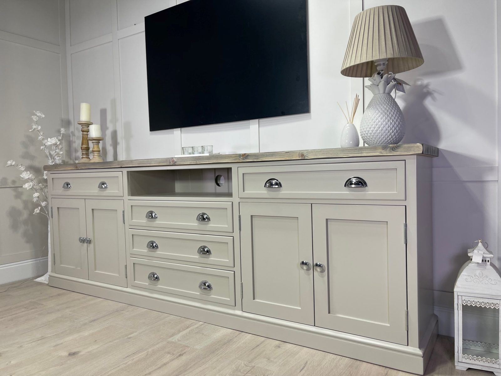 2.4m Classic Tall TV Sideboard - Farmhouse Furniture