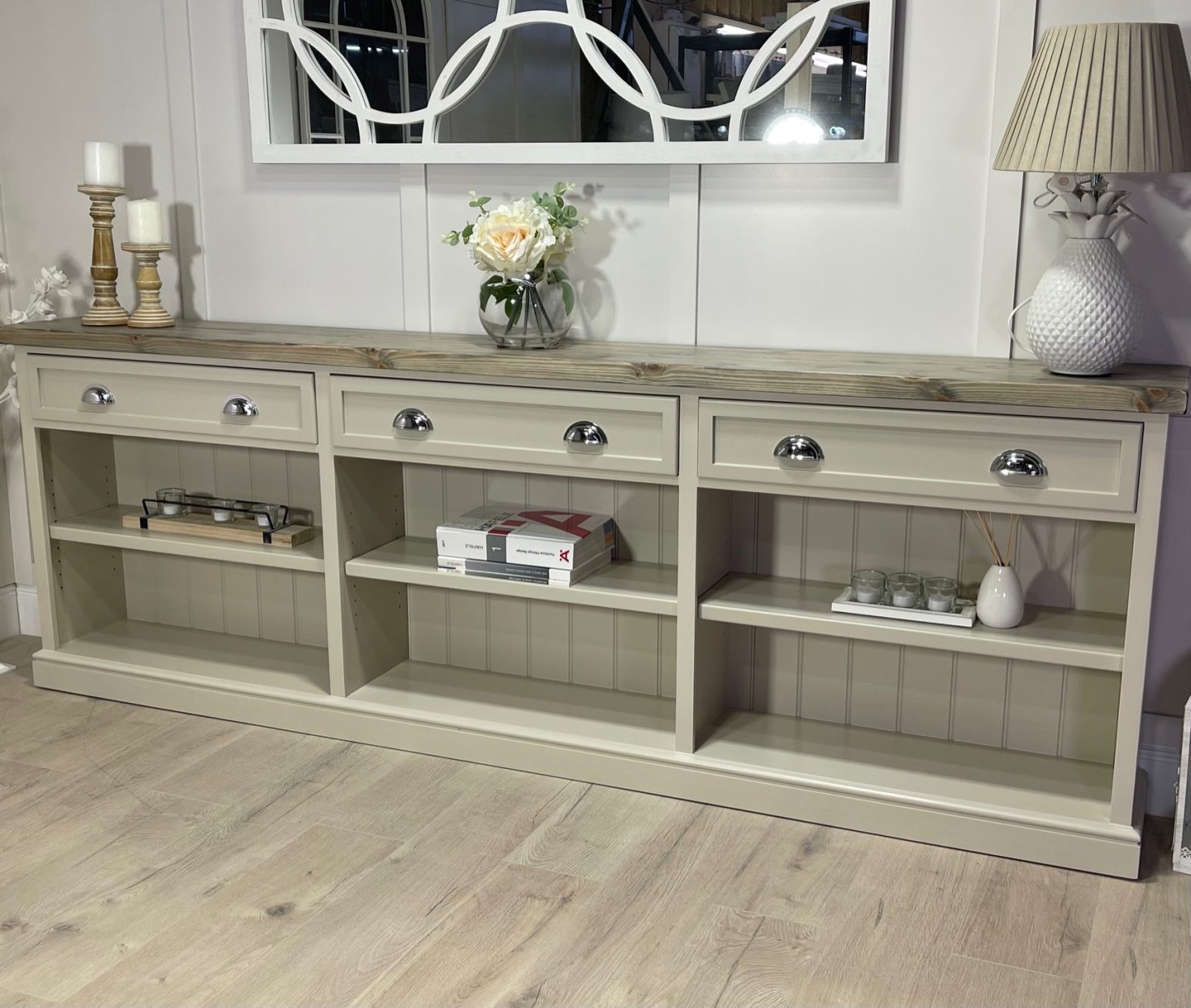 Large 8ft Slimline Hallway Bookcase - Farmhouse Furniture