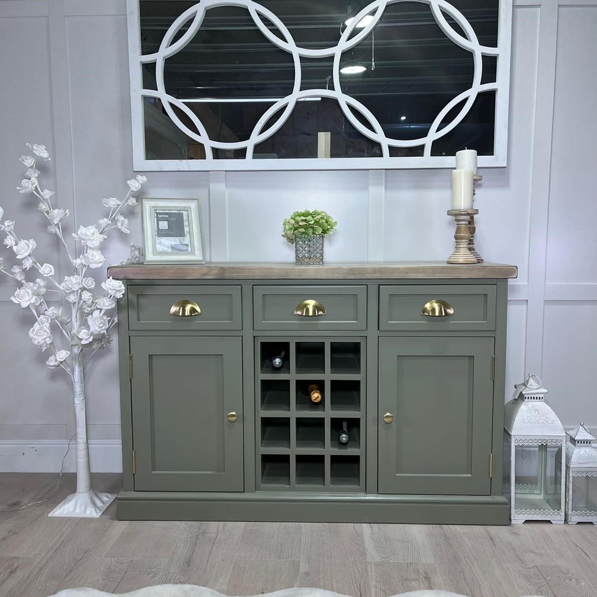 1.3m Shaker Sideboard with Wine Rack - Farmhouse Furniture