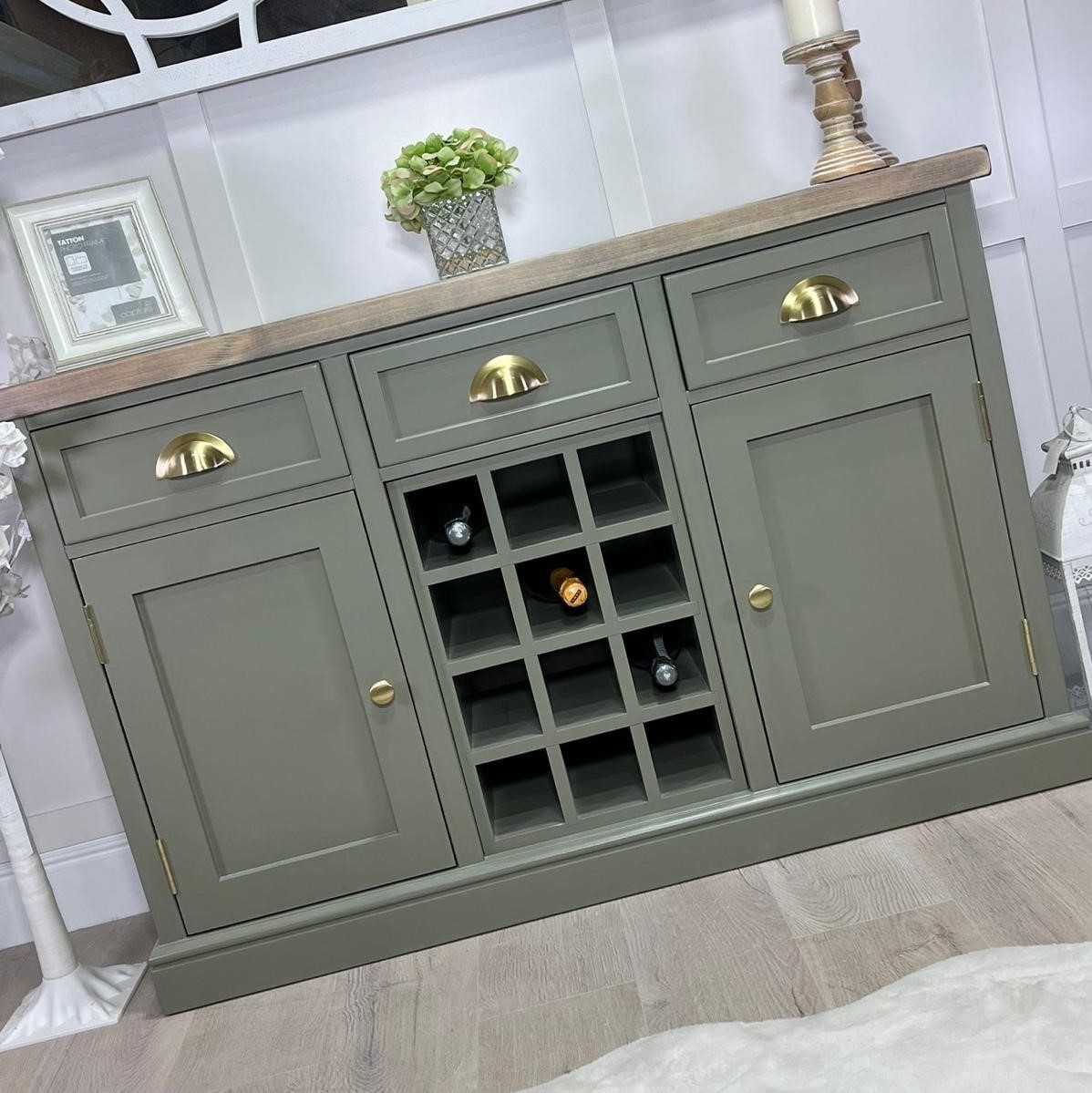 1.3m Shaker Sideboard with Wine Rack - Farmhouse Furniture