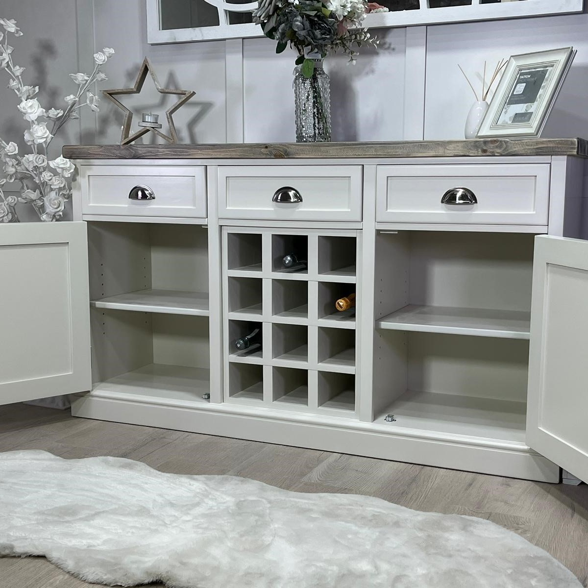 1.5m Shaker Sideboard with Wine Rack - Farmhouse Furniture