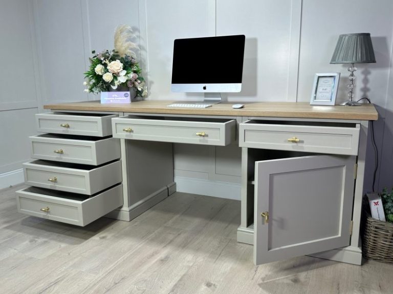 Large 2.1m Shaker Oak Desk - Farmhouse Furniture