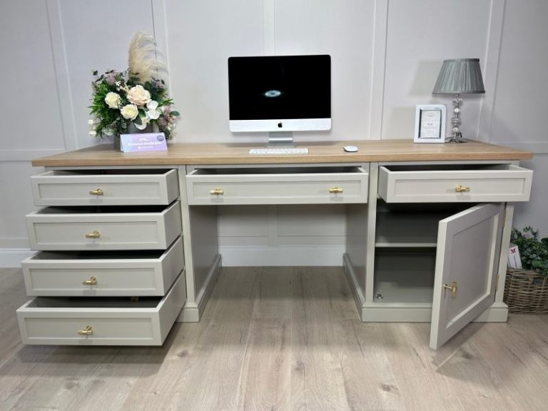 Large 2.1m Shaker Oak Desk - Farmhouse Furniture