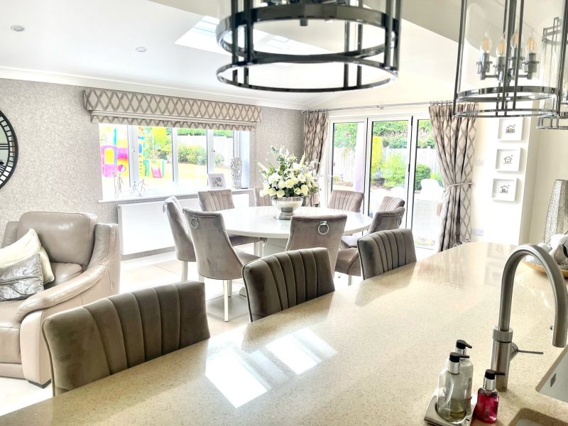 Large 1.8m Round Painted Bespoke Trestle Table with Perspex Top and 8 ...