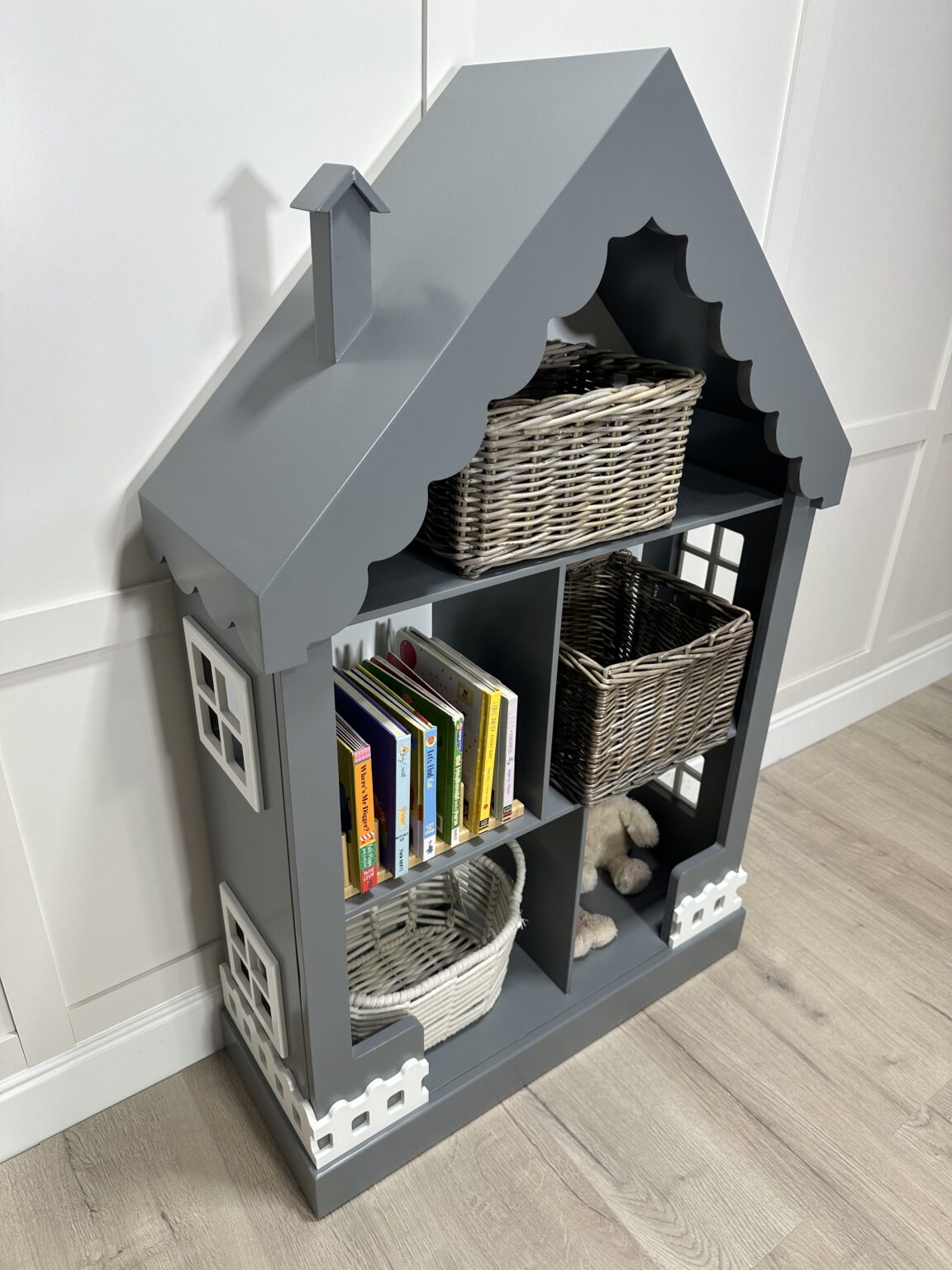Children's Themed Wooden Bookcase in F&B Plummet - Farmhouse Furniture
