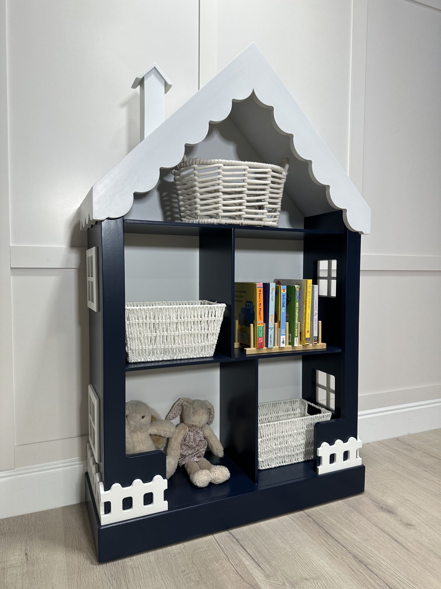 Children's Themed Wooden Bookcase in Little Greene Basalt - Farmhouse ...