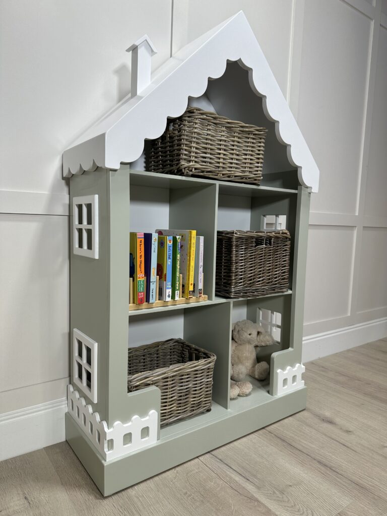 Children's Themed Wooden Bookcase in F&B Mizzle - Farmhouse Furniture